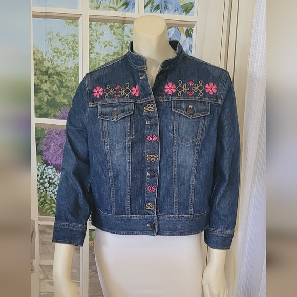 Bandolino | Jackets & Coats | Bandolino Jacket Womens Embroidered Blue ...